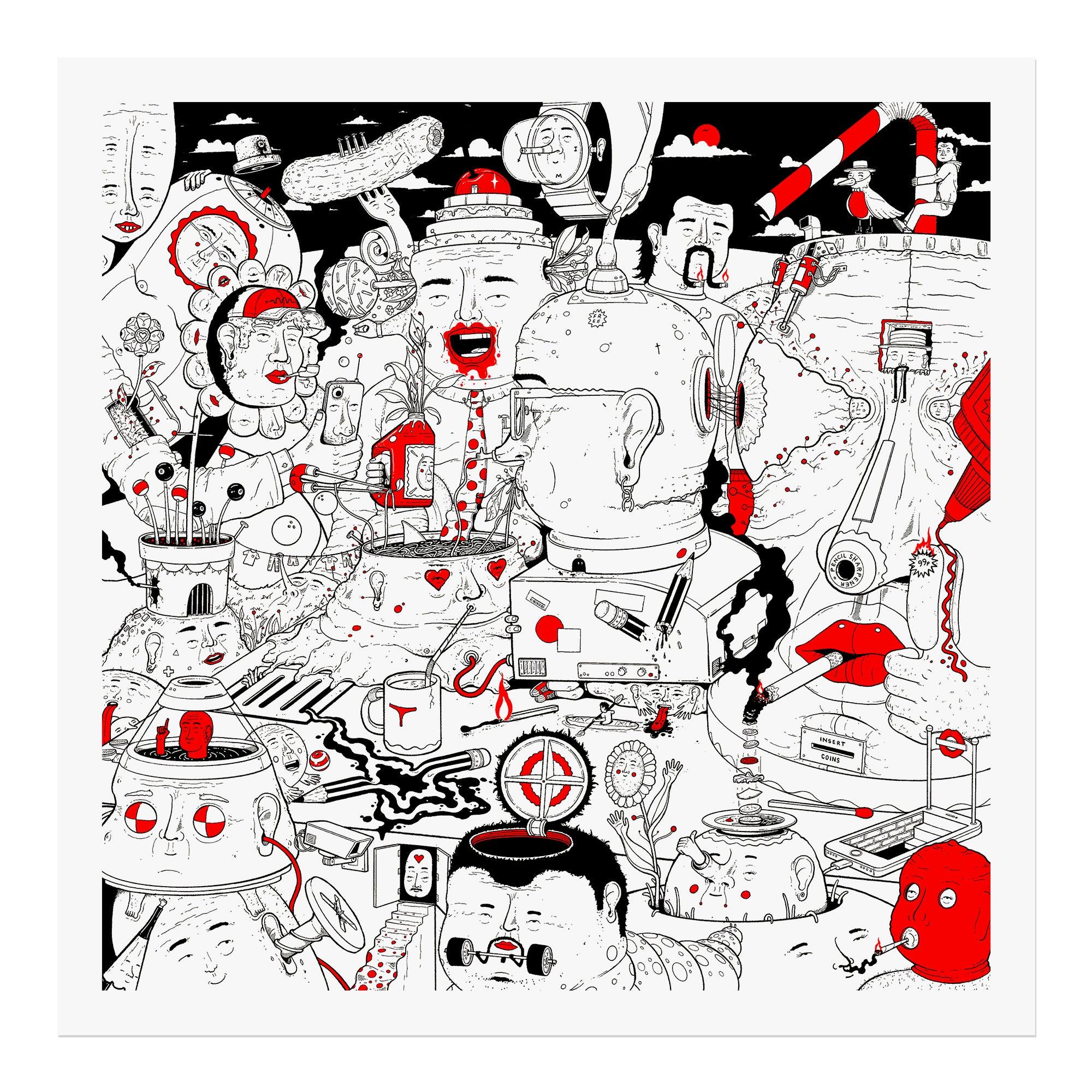 Lump Land (Red Edition) Print – Artwork by Sam Drew – Lumps